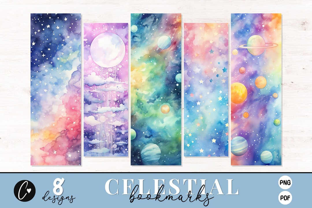 Pastel Celestial Printable Bookmark, Travel Junk Journal Bookmarks ...