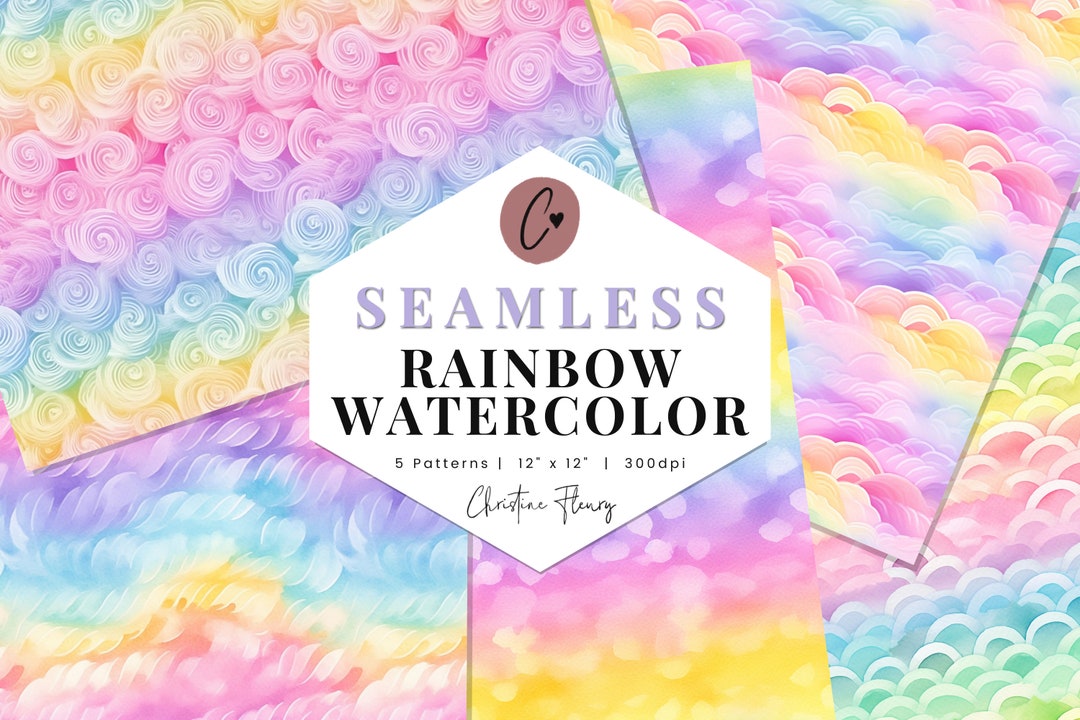 Rainbow Watercolor Digital Paper Mini Pack, Seamless Rainbow Pattern ...