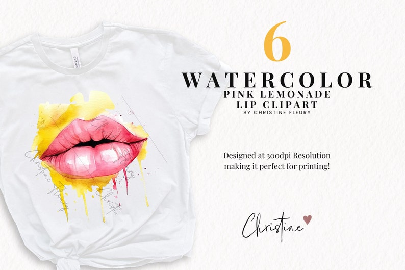 Watercolor Pink Lemonade Lips Clipart Watercolor Lips - Etsy