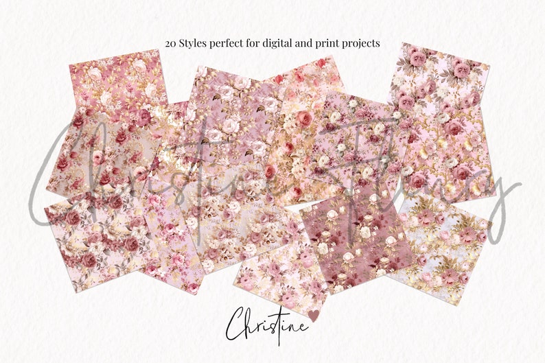 Seamless Blush Romance Digital Paper Romantic Floral - Etsy