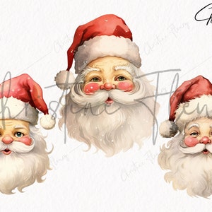 Watercolor Cute Santa Clipart, Watercolor Santa Clause Clipart ...