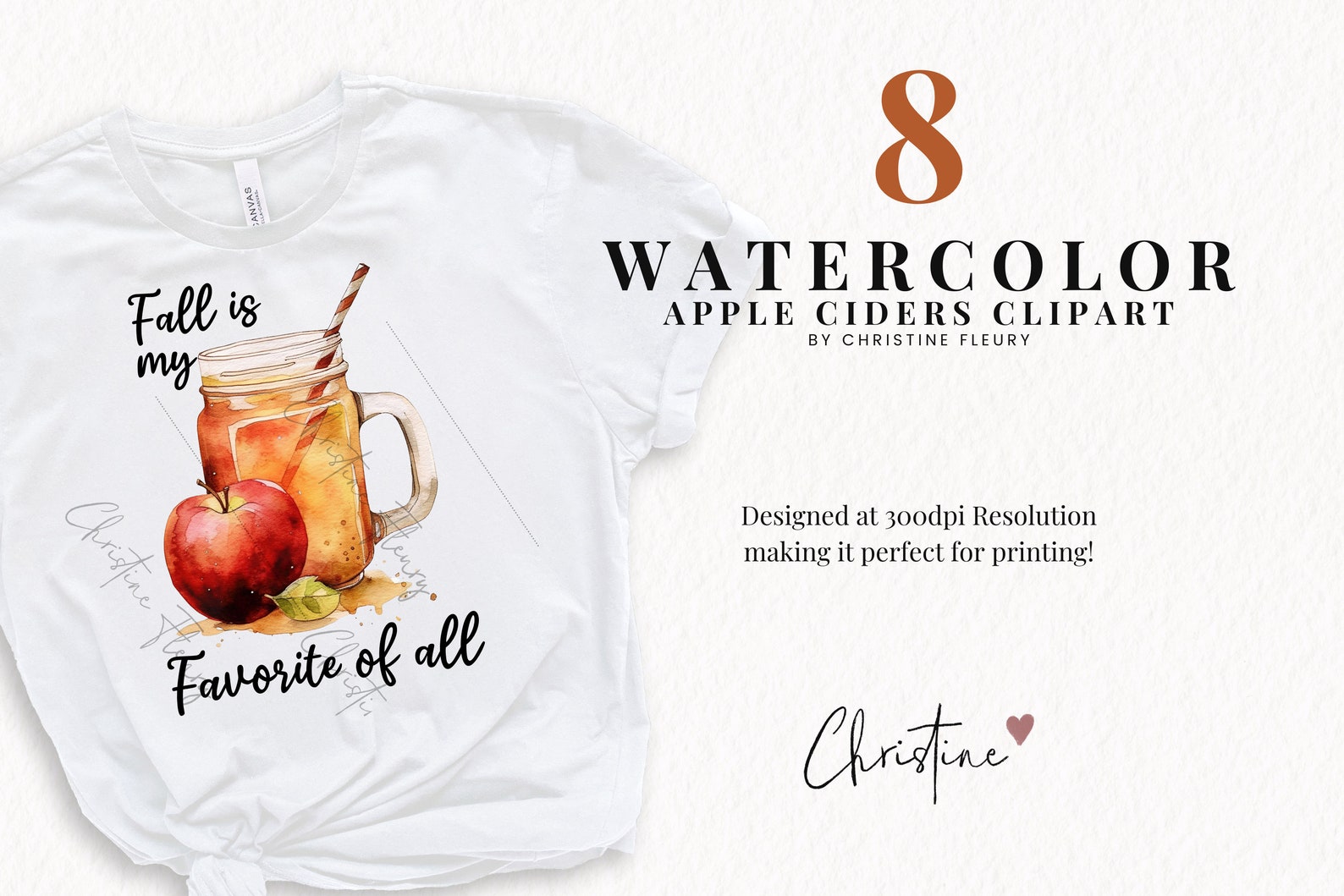 Watercolor Apple Cider Clipart, Watercolor Fall Clipart, Watercolor PNG ...