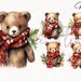 Watercolor Christmas Bears Clipart, Watercolor Christmas Clipart, Bear ...