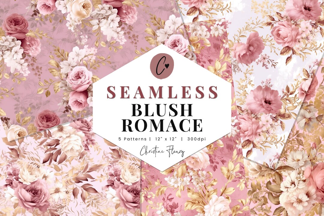 Blush Romance Digital Paper Mini Pack, Seamless Romantic Floral ...