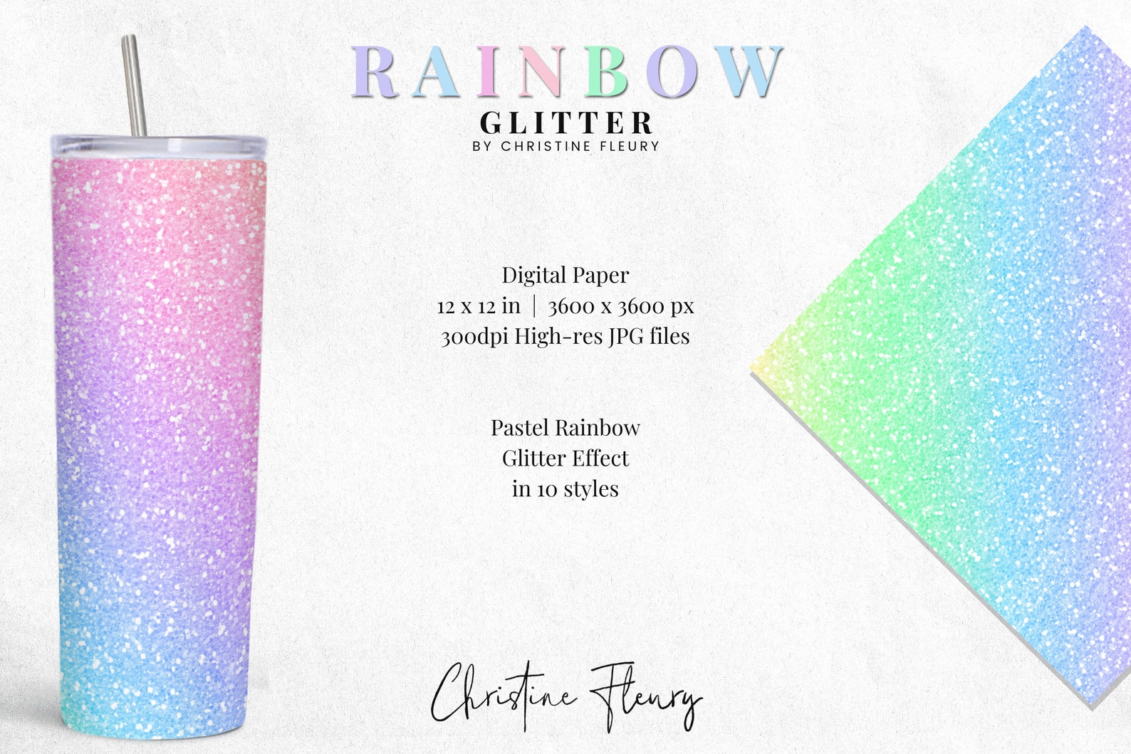 Rainbow Pastel Glitter Digital Paper Rainbow Glitter - Etsy