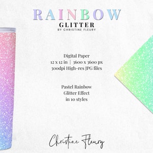 Rainbow Pastel Glitter Digital Paper, Rainbow Glitter Background ...