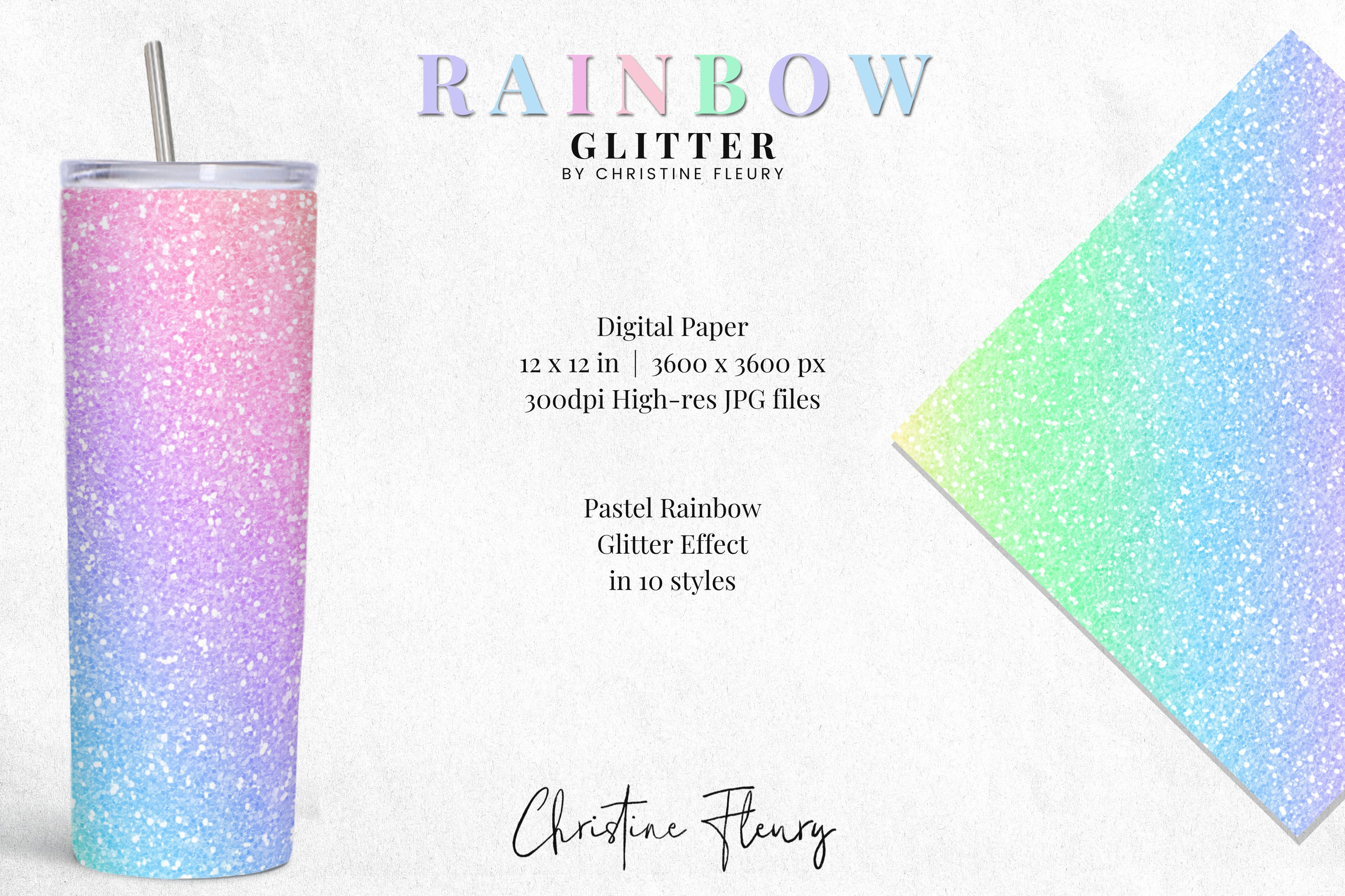 Rainbow Pastel Glitter Digital Paper Rainbow Glitter - Etsy