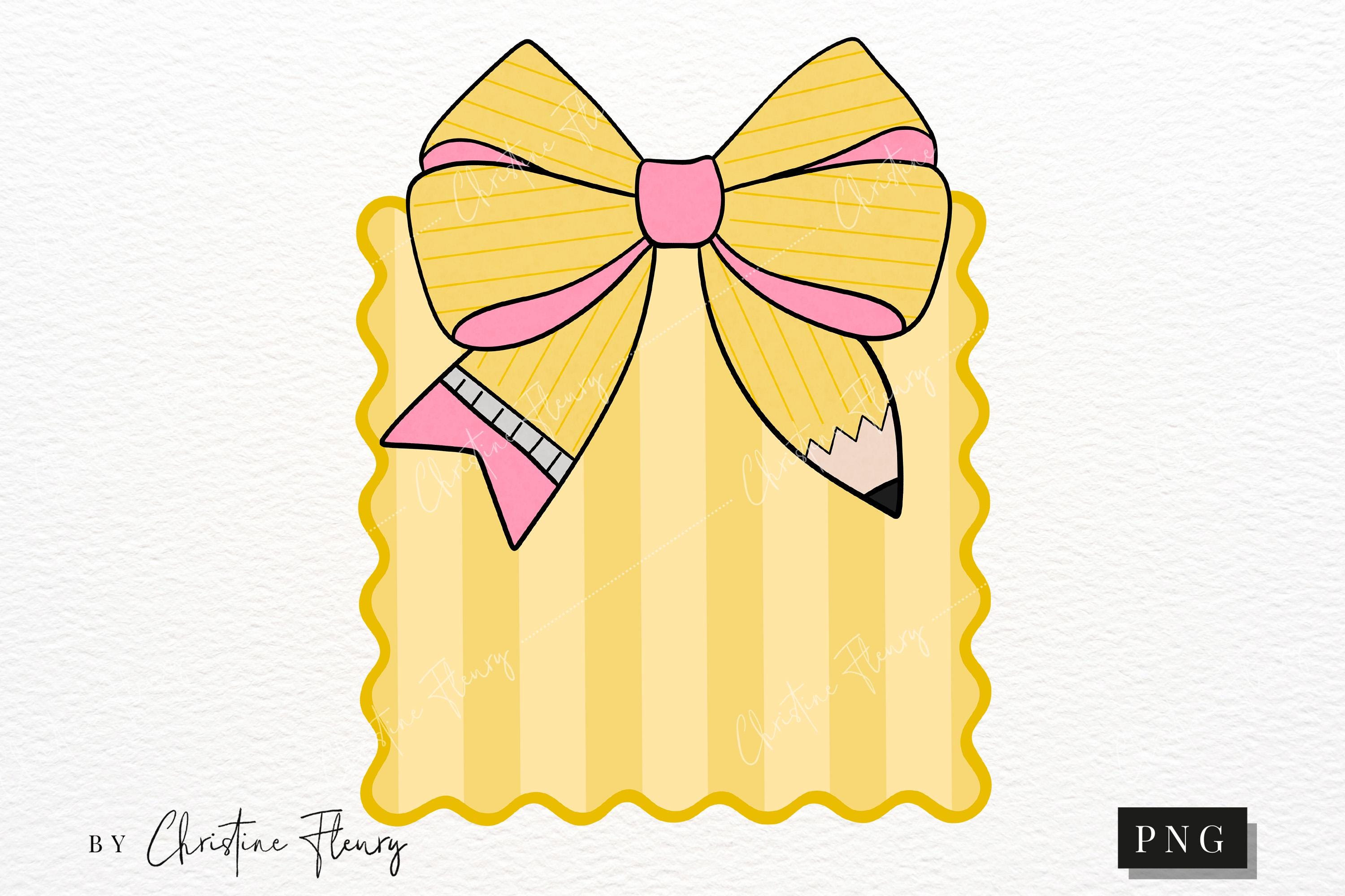 Custom Coquette Teacher Name Tag PNG, Back to School PNG, Pencil Bow ...