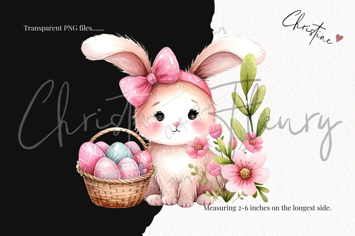 Watercolor Cute Easter Clipart Set, Spring PNG, Easter PNG, Cute Bunny ...