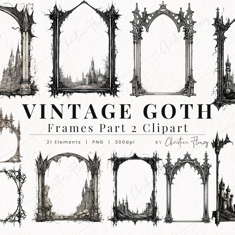 Goth Frames Clipart Png - Etsy