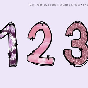 Hey Doodle Numbers for CANVA, Sublimation Doodle Numbers, Editable ...