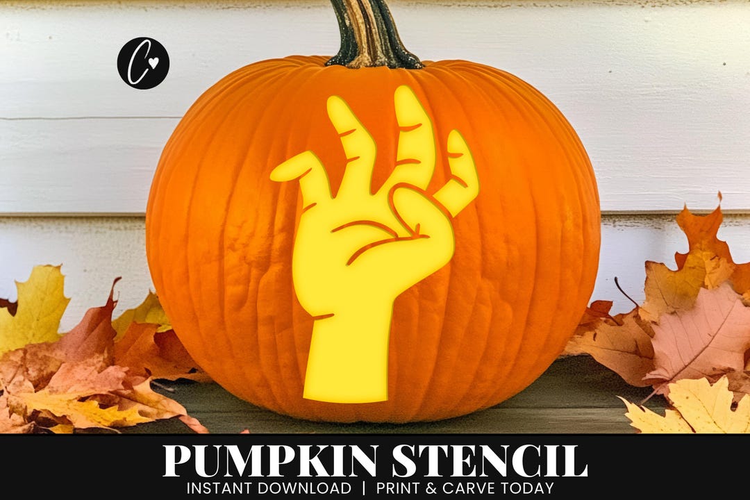 Zombie Hand Pumpkin Stencil, Printable Pumpkin Stencil, Jack O Lantern ...