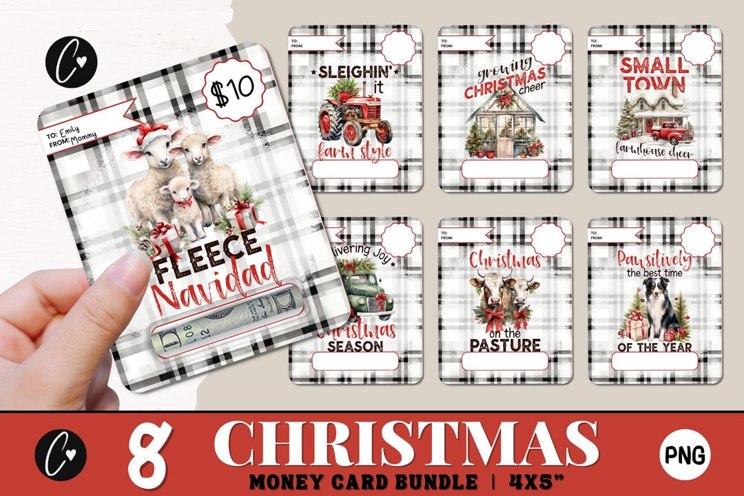 Farmhouse Christmas Money Card Bundle, Farmhouse Money Card, Christmas ...