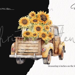 Watercolor Sunflower Trucks Clipart, Watercolor Sunflower Clipart ...