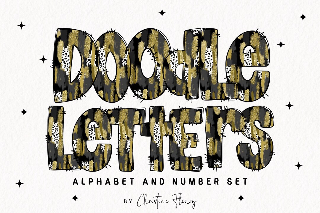 Brushstroke Doodle Alphabet New Years PNG, New Years Letter, New Years ...