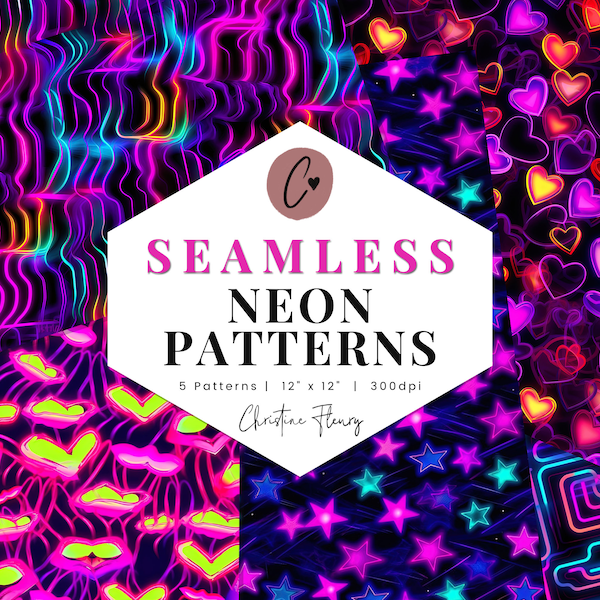 Neon Digital Paper - Etsy