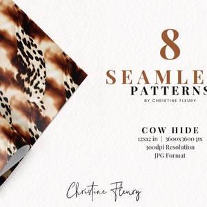 Seamless Cow Hide Patterns, Cow Print Digital Paper, Printable Highland Cow Paper, Sublimation ...