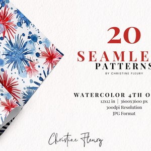 Seamless Watercolor 4th of July Digital Paper, 4th of July Patterns ...