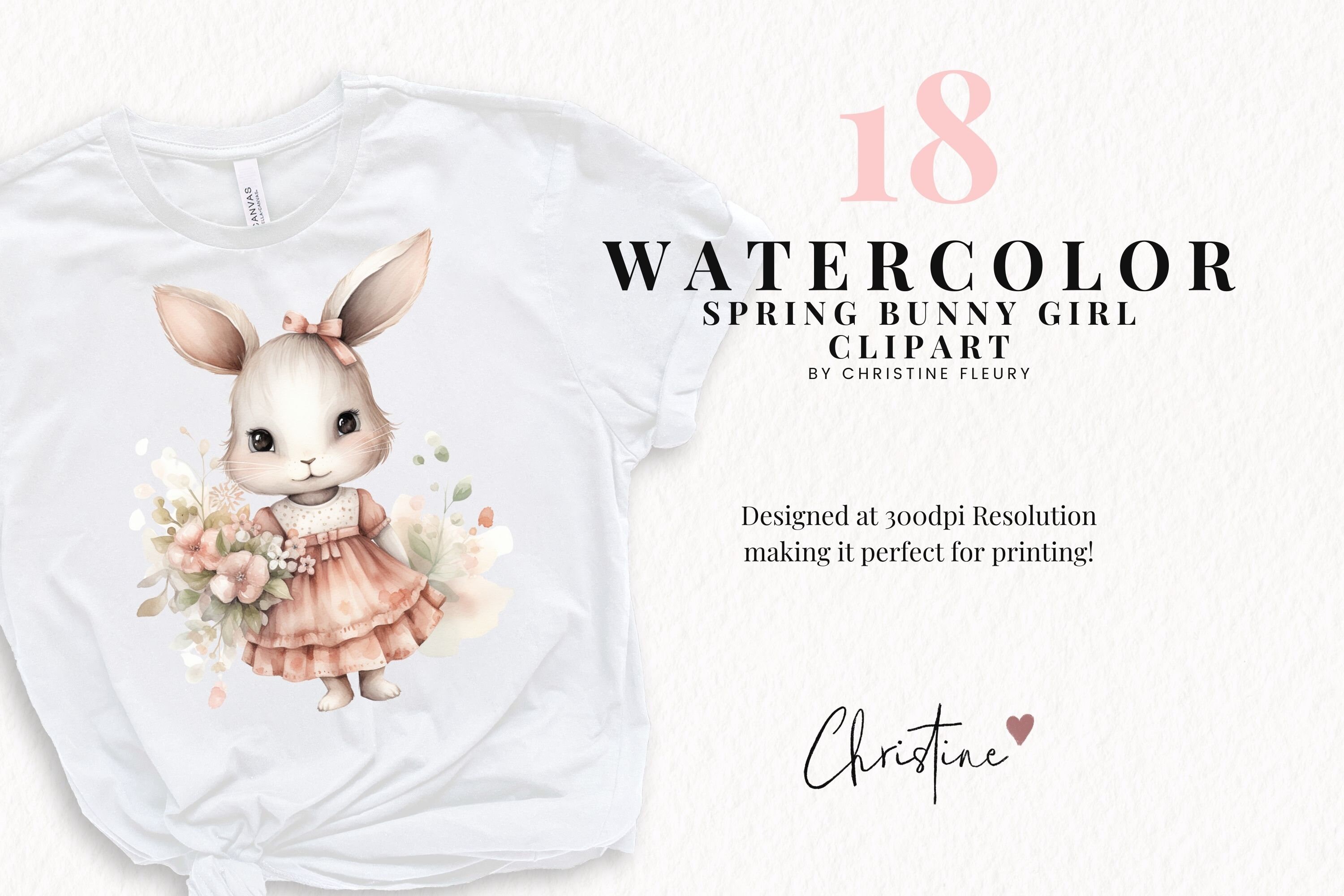 Spring Bunny Girls Clipart, Bunny PNG, Easter Bunny PNG, Spring PNG ...