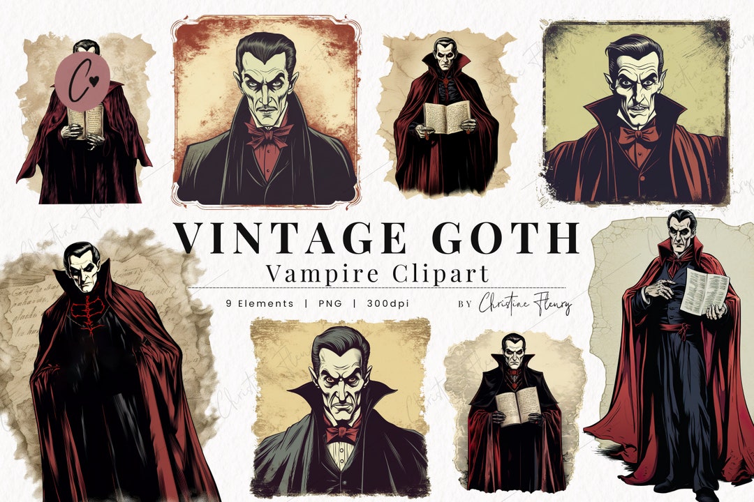 Vintage Goth Vampire Clipart, Gothic Clipart, Halloween PNG, PNG ...