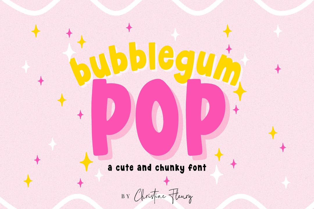 Bubblegum Pop Font, Preppy Font, Chunky Cute Font, Retro Font, Playful ...