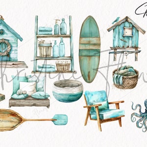 Watercolor Coastal Holiday Clipart, Beach PNG, Watercolor Summer ...