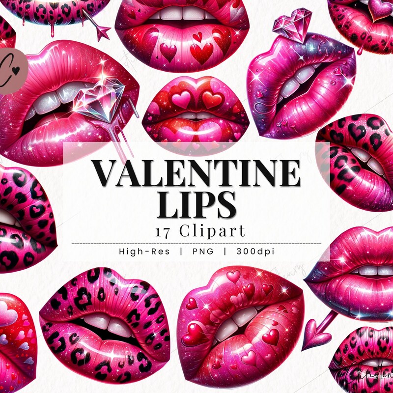 Valentines Lips Clipart - Etsy