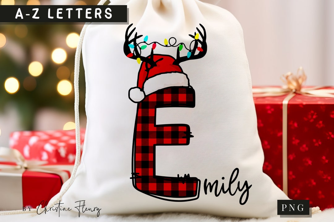 Plaid Santa Christmas Alphabet, Christmas Letters, Reindeer Hat Letter ...