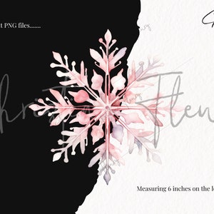 Watercolor Pink Snowflakes Clipart, Watercolor Christmas Clipart, Cute ...