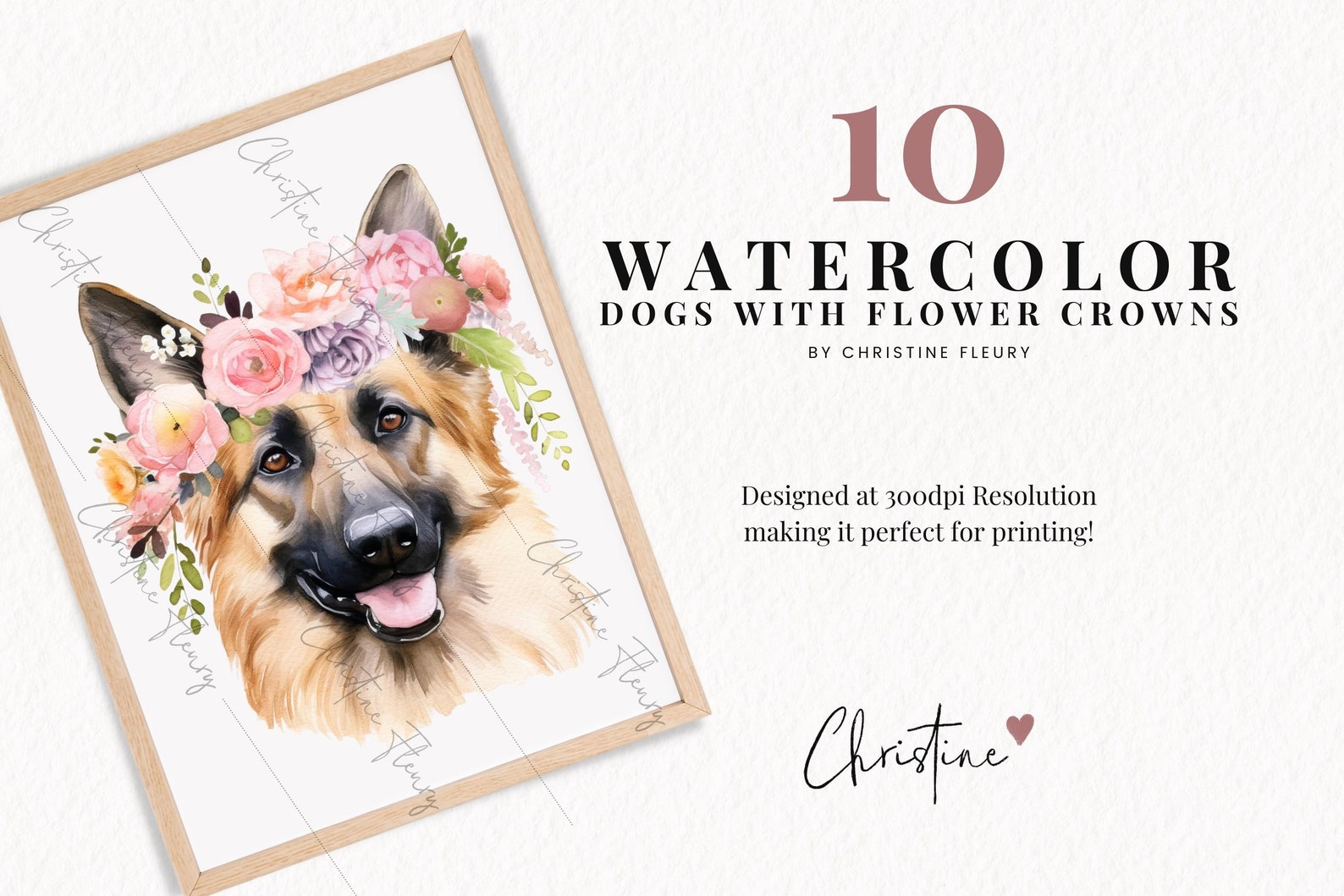 Watercolor Dog Breeds With Flower Crowns Watercolor Clipart - Etsy