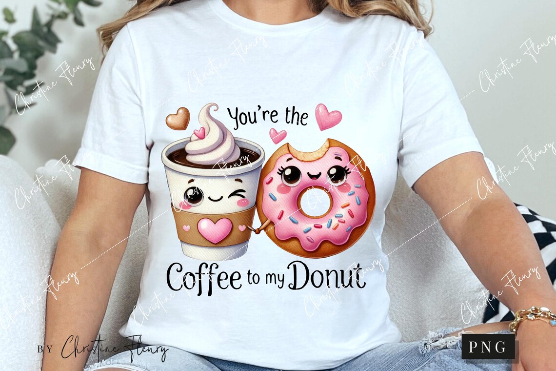 Coffee to My Donut Funny Valentine Png, Valentines Day PNG, Food Pun ...