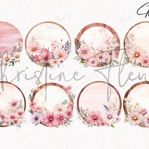 Pink Floral Round Signs Clipart, Spring PNG, Round Sign PNG, Spring ...