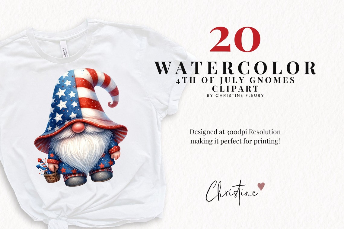 4th of July Gnomes Clipart, Patriotic PNG, Gnome PNG, Summer Gnome PNG ...