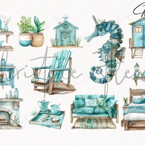 Watercolor Coastal Holiday Clipart, Beach PNG, Watercolor Summer ...