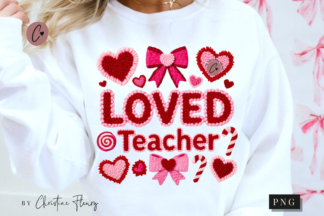 Valentine Loved Teacher PNG Latch Hook Yarn, Faux Crochet Valentine's ...