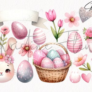 Watercolor Cute Easter Clipart Set, Spring PNG, Easter PNG, Cute Bunny ...