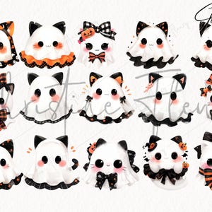 Cute Ghost Cats Clipart, Halloween PNG, Ghost Clipart, Spooky Cat PNG ...