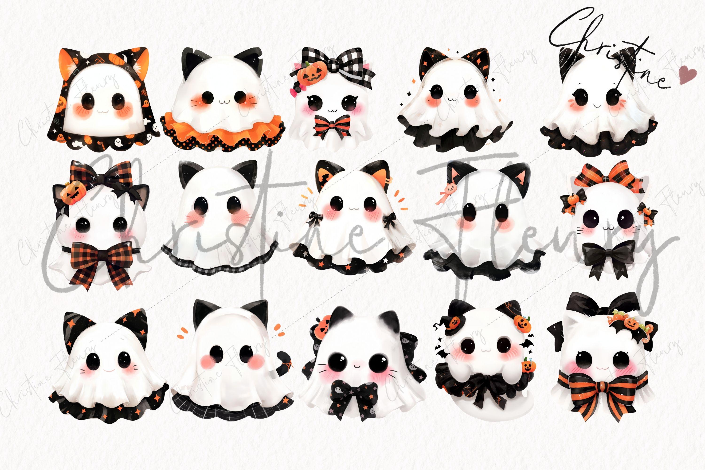 Cute Ghost Cats Clipart, Halloween PNG, Ghost Clipart, Spooky Cat PNG ...