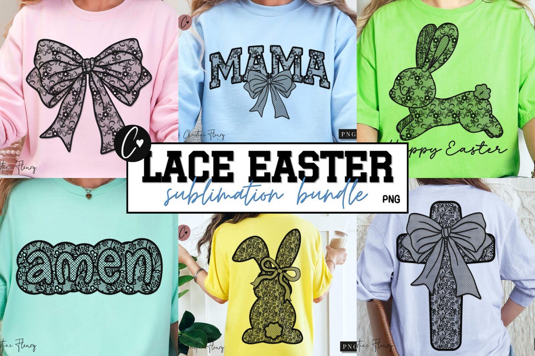 Black Lace Easter PNG Sublimation Bundle, Lace Bunny PNG, Spring ...