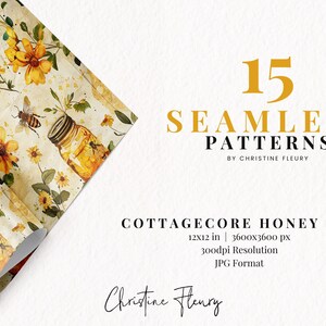 Seamless Cottagecore Honey Bee Digital Paper, Honey Bee Patterns ...