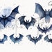 Watercolor Midnight Blue Bats Clipart Watercolor Bat PNG - Etsy