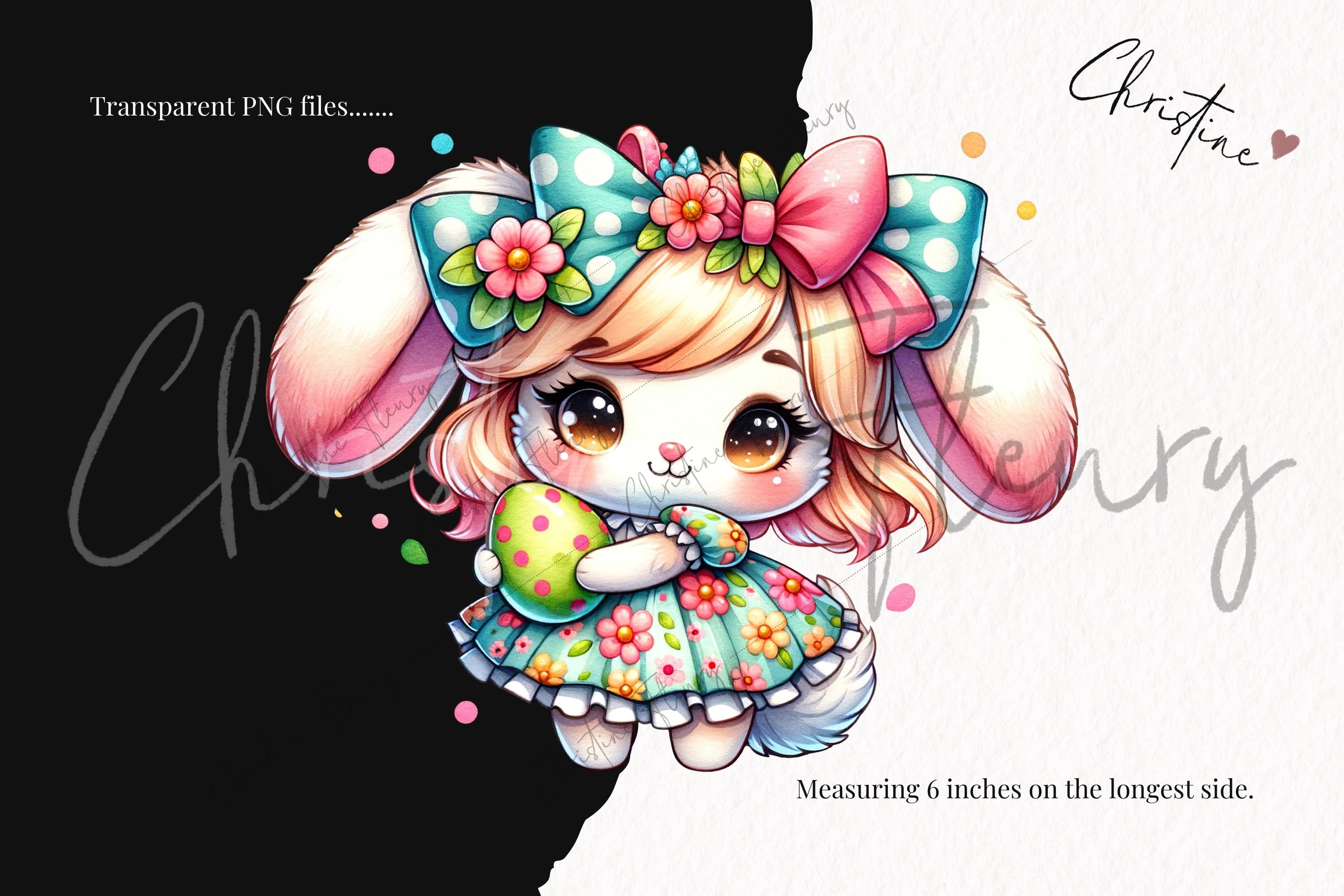 Kawaii Easter Bunnies Clipart, Easter PNG, Cute Bunny PNG, Spring Bunny ...