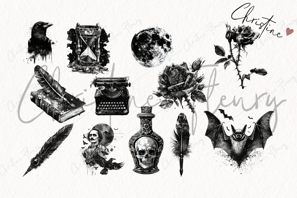 Tortured Poet Clipart, Gothic PNG, Halloween Clipart, Macabre ...