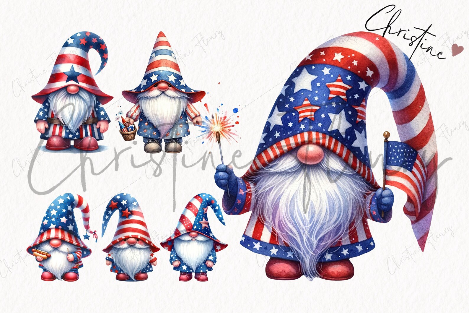 4th of July Gnomes Clipart, Patriotic PNG, Gnome PNG, Summer Gnome PNG ...