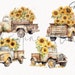 Watercolor Sunflower Trucks Clipart, Watercolor Sunflower Clipart ...