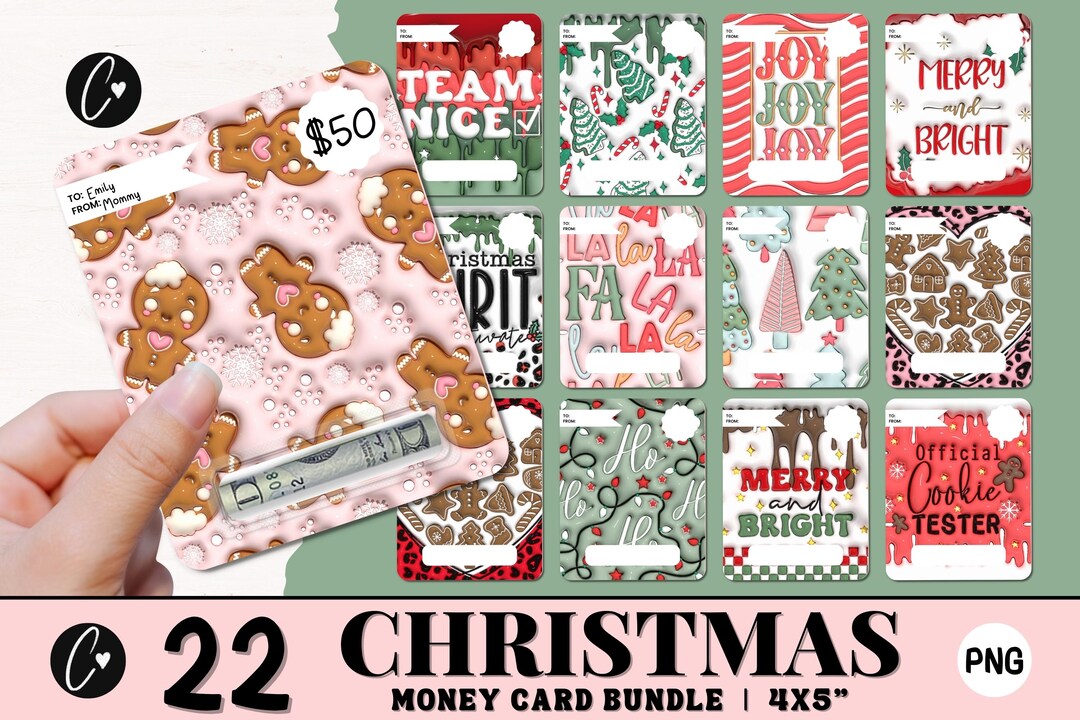 3D Inflated Christmas Money Card Bundle, Cute Money Card, Christmas ...