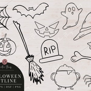 Halloween Outline SVG Bundle, Halloween SVG, Doodle, Halloween Doodle ...