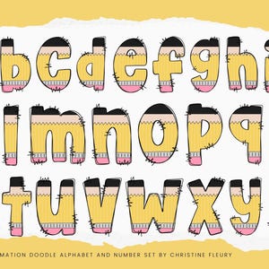 Pencil Doodle Alphabet School PNG, School Letters, Back to School Font ...