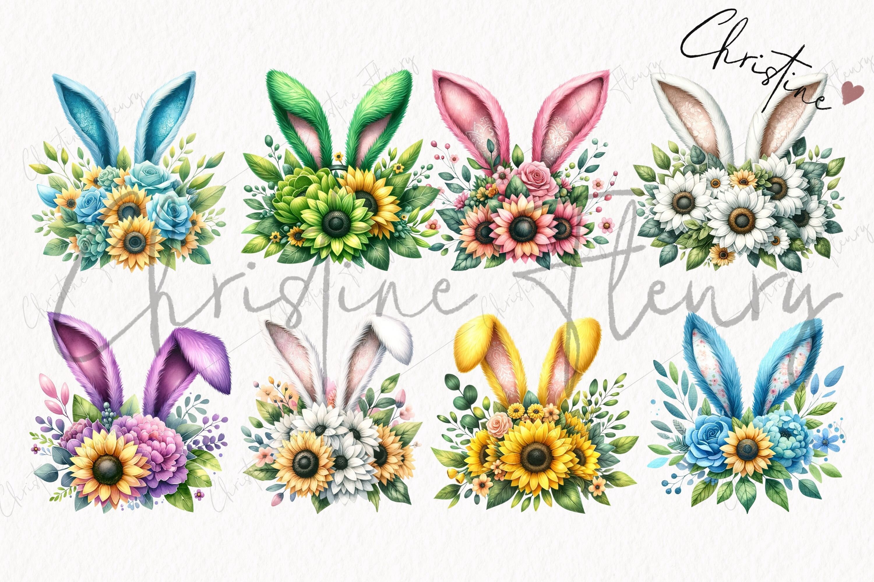 Flower Bunny Ears Clipart, Easter PNG, Bunny PNG, Easter Bunny Spring ...