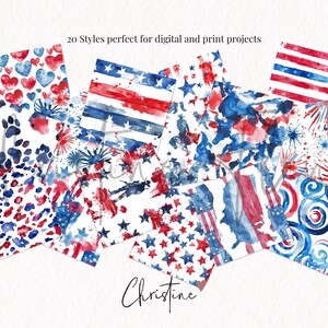 Seamless Watercolor 4th of July Digital Paper, 4th of July Patterns ...